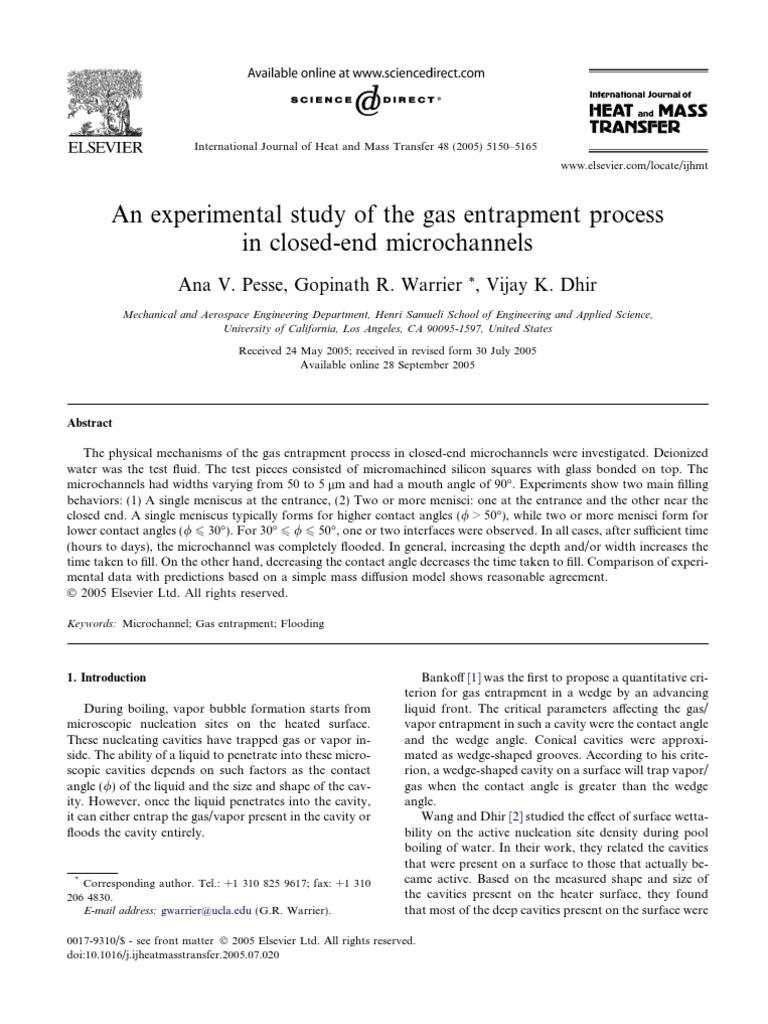 An Experimental Study of The Gas Entrapment Process in Closed-End ...