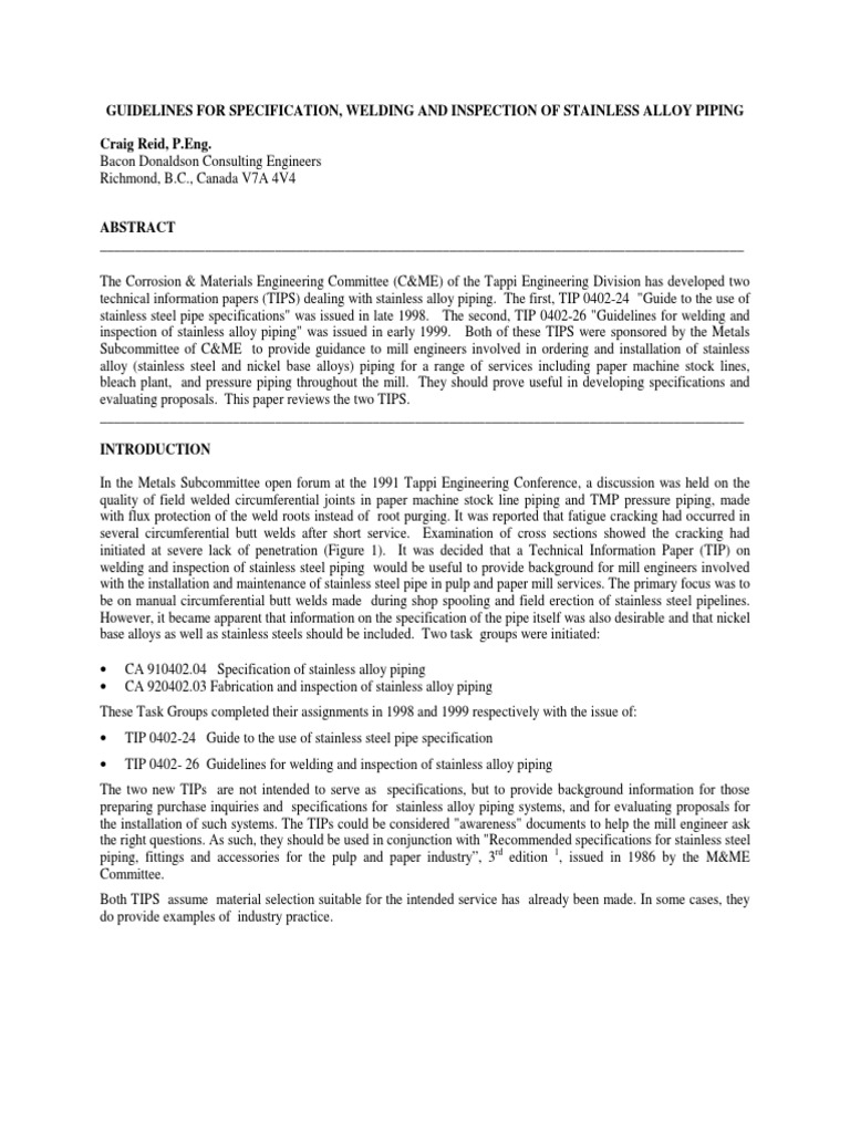 Guidelines For Specification, Welding and Inspection of Stainless Alloy ...