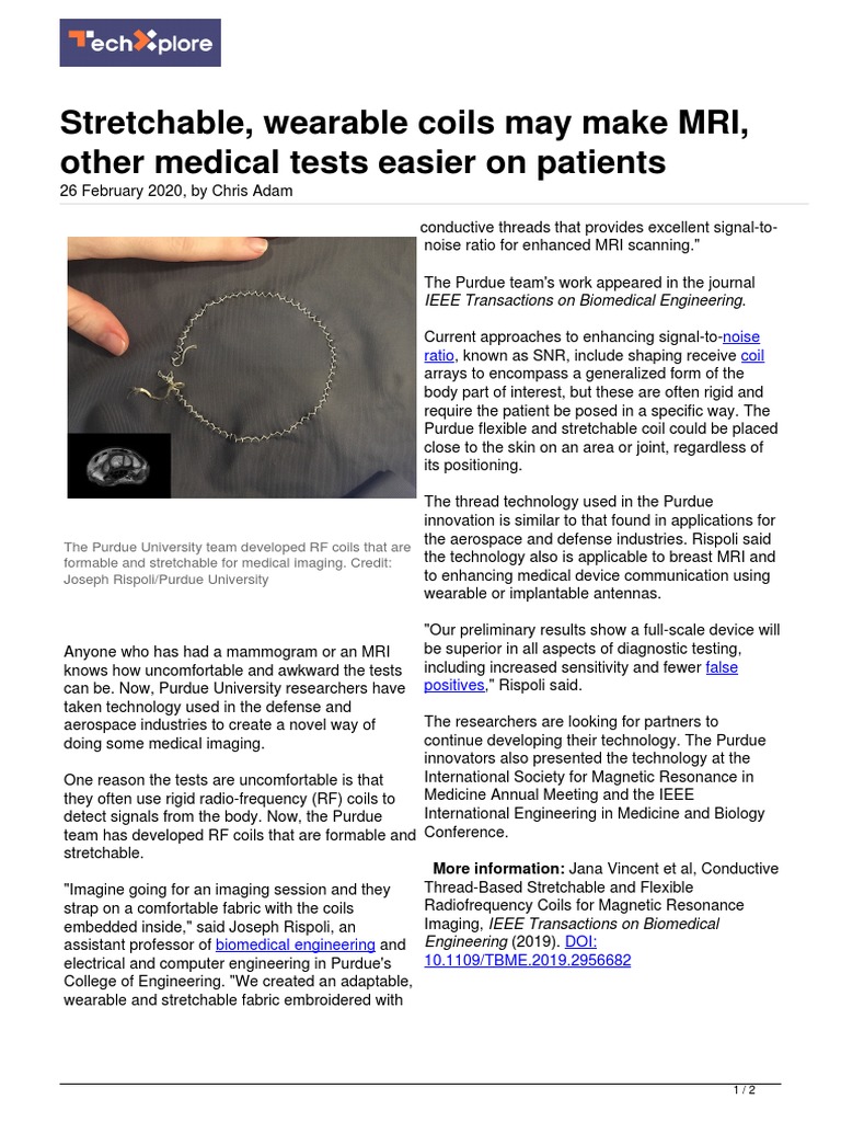 Stretchable Wearable MRI Device | PDF | Magnetic Resonance Imaging ...