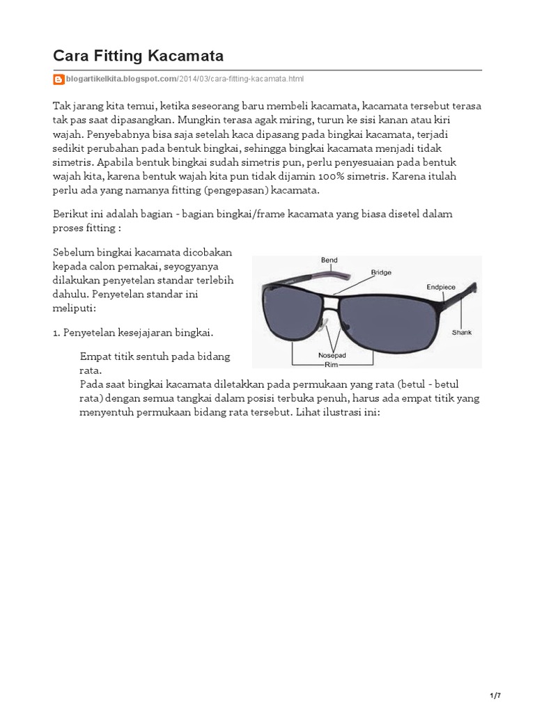 Cara Fitting Kacamata | PDF | Teknologi & Rekayasa