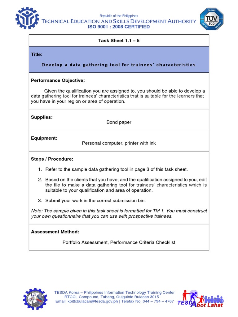 Task Sheet 1.1 - 5: ISO 9001: 2008 CERTIFIED | PDF | Learning Styles ...