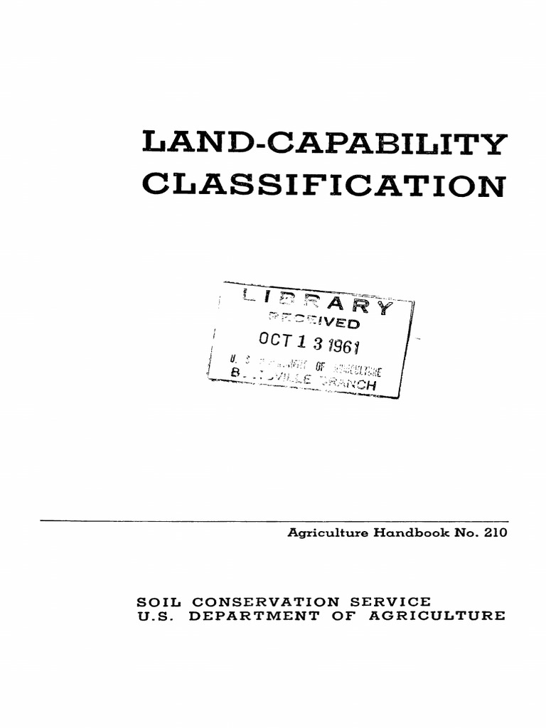 Land-Capability Classification: Agriculture Handbook No. 210 | PDF ...