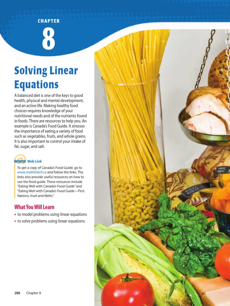 Nutrition problems solved with linear equations | PDF | Equations ...