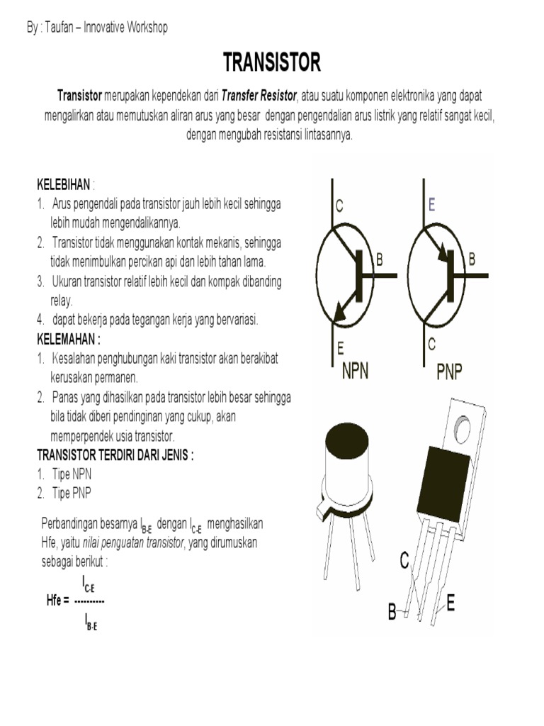 Transistor: Transistor Merupakan Kependekan Dari Transfer Resistor ...