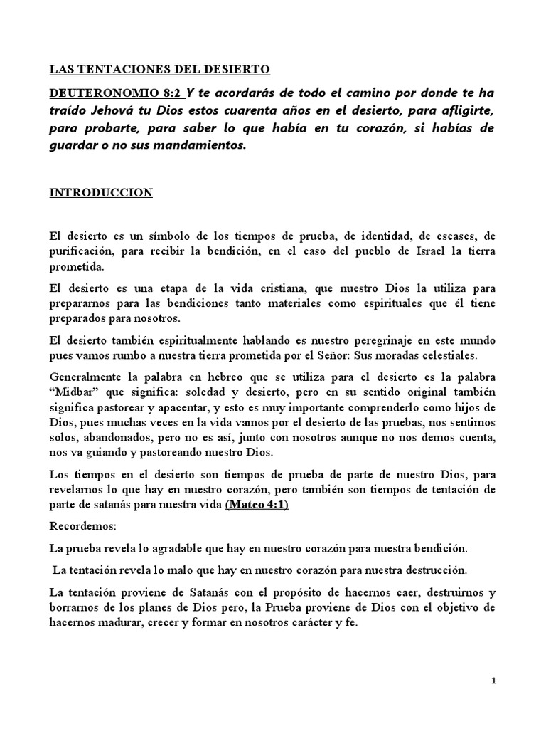 Tentaciones en el Desierto Espiritual | PDF | Satán | Cristo (título)