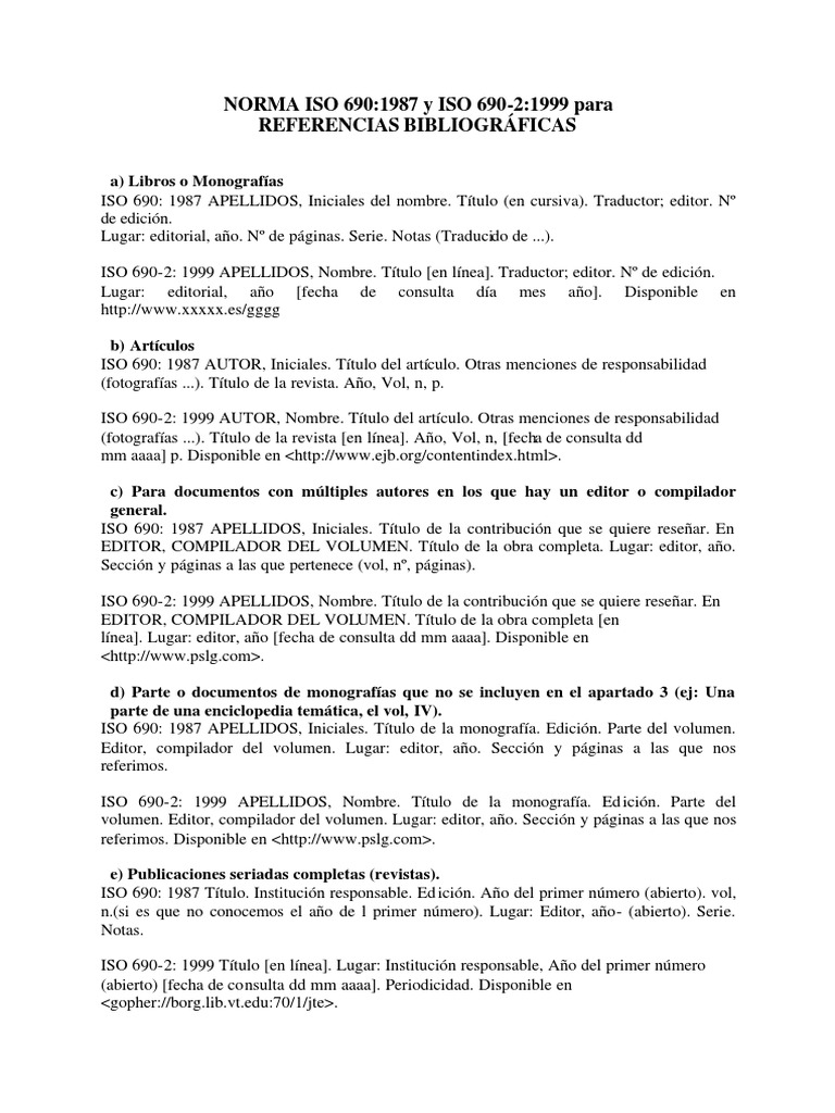 Guía ISO 690 para Citas Bibliográficas | PDF | Citación | Publicación