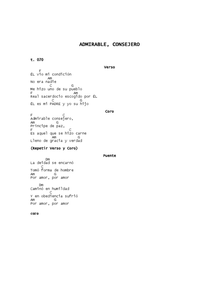 Admirable Consejero: Letra y Mensaje | PDF