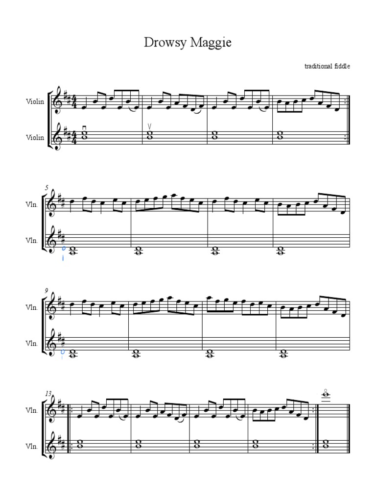 Drowsy Maggie - 2 Violin Parts | PDF