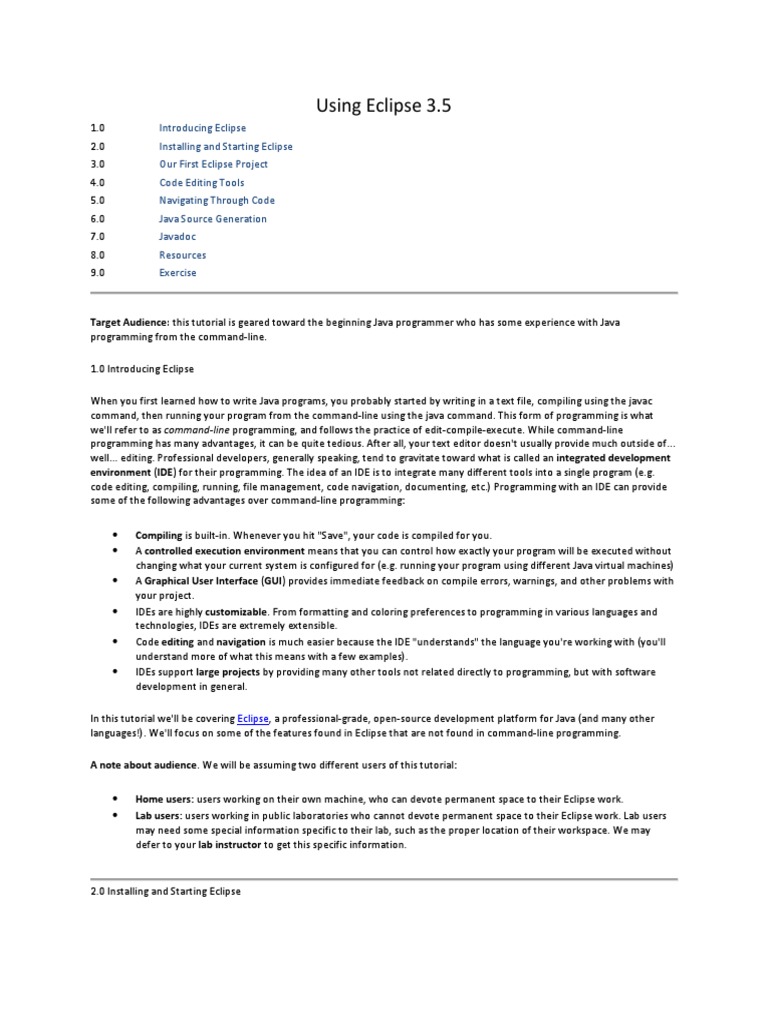 Eclipse Tutorial | PDF | Method (Computer Programming) | Integrated Development Environment