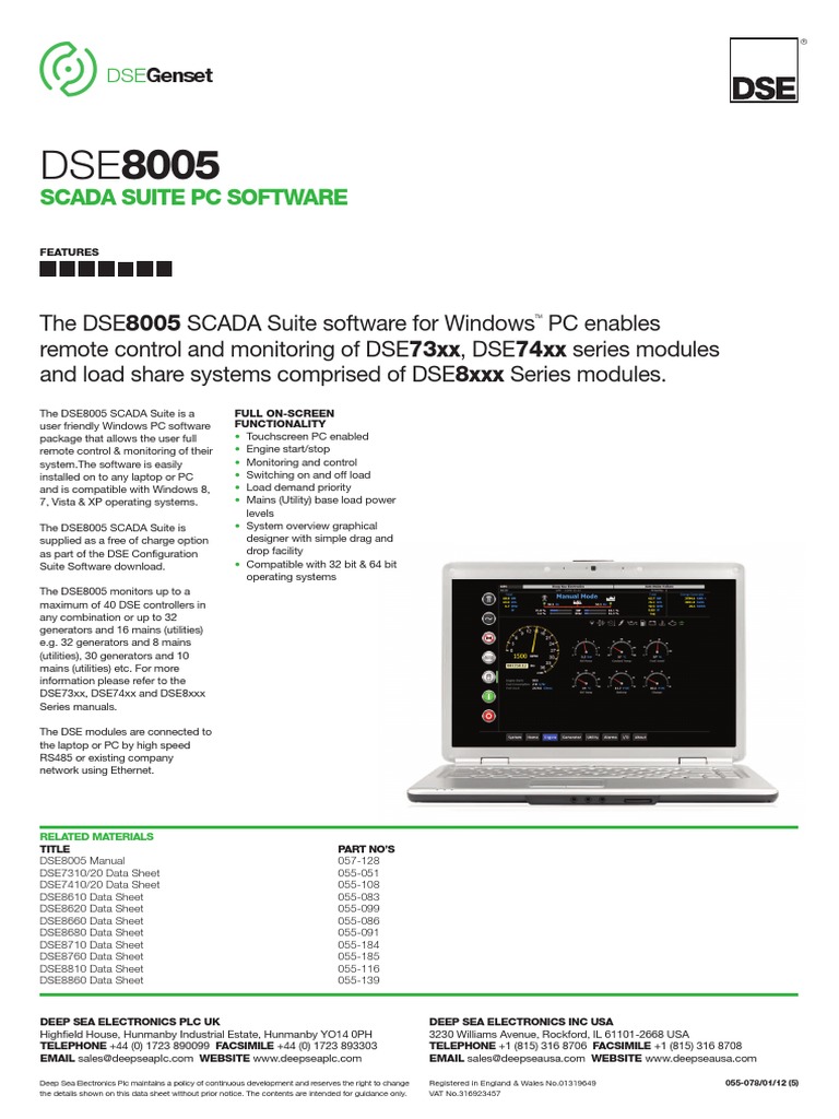 DSE8005 Data Sheet | PDF | Scada | Personal Computers