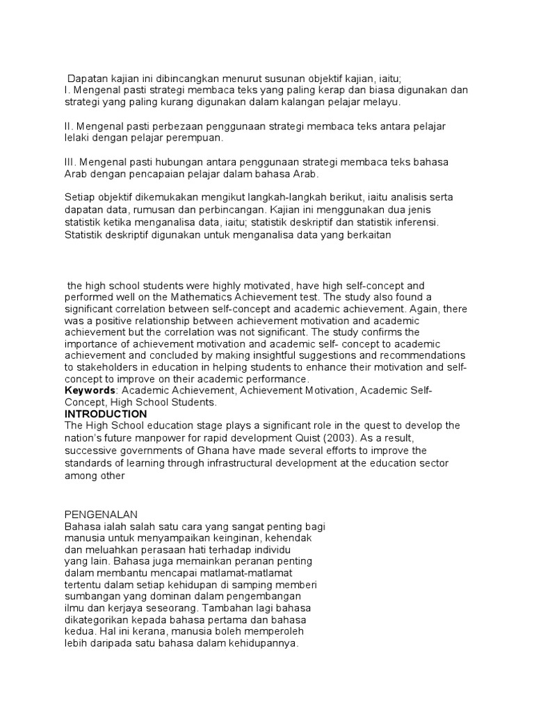 Dapatan Kajian Ini Dibincangkan Menurut Susunan Objektif Kajian | PDF