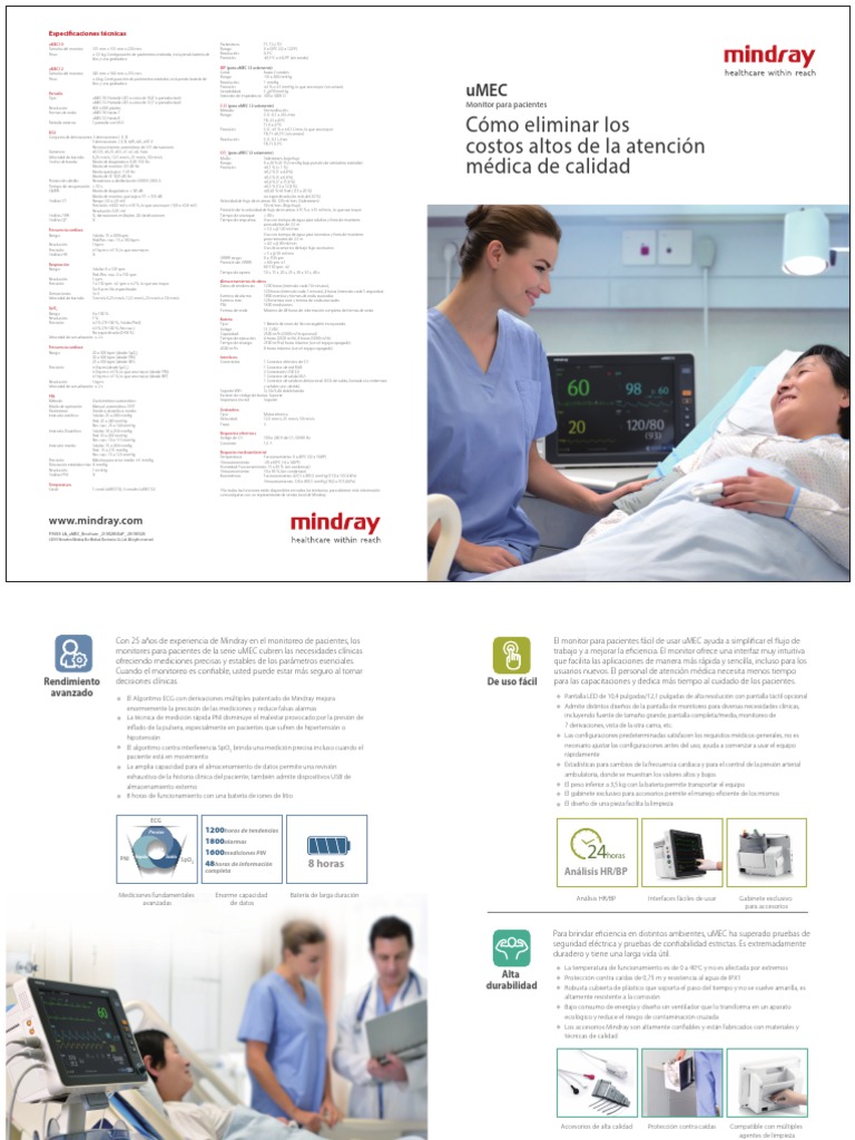 Brochure Monitor Mindray | PDF | Presión sanguínea | Informática y ...