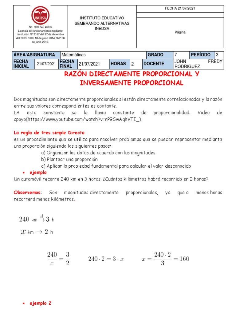 Razon Directa y Inversa | PDF | Enseñanza de matemática | Science