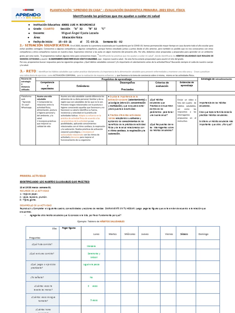 Planificación Cuarto Grado 2021 | PDF | Ciencias de la Salud | Aprendizaje
