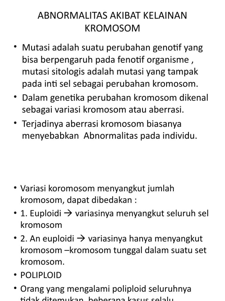 Abnormalitas Akibat Kelainan Kromosom | PDF