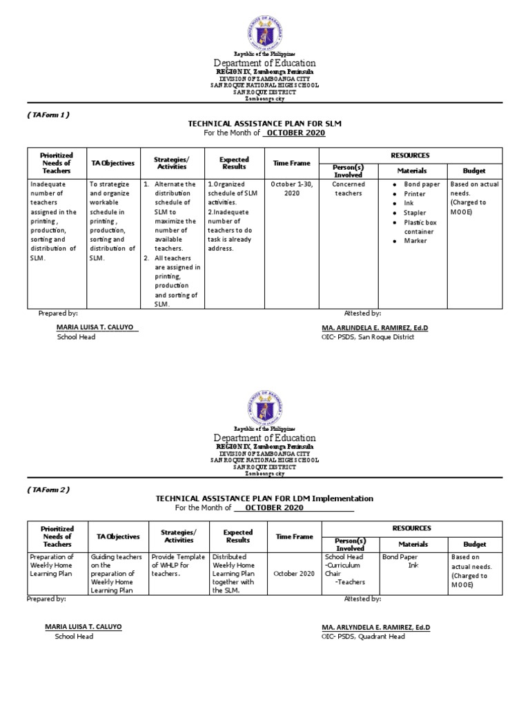 Addressing the Technical Needs of Teachers: Technical Assistance Plans ...