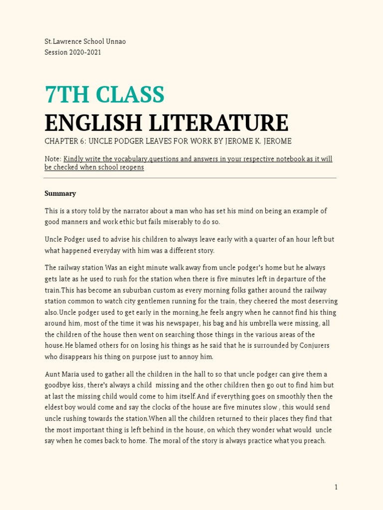 7 Eng Lit CH 6 | PDF