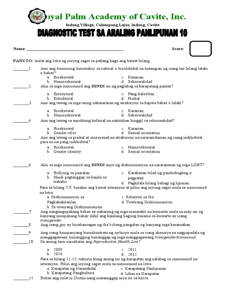 Diagnostic Test (Ap10) | PDF