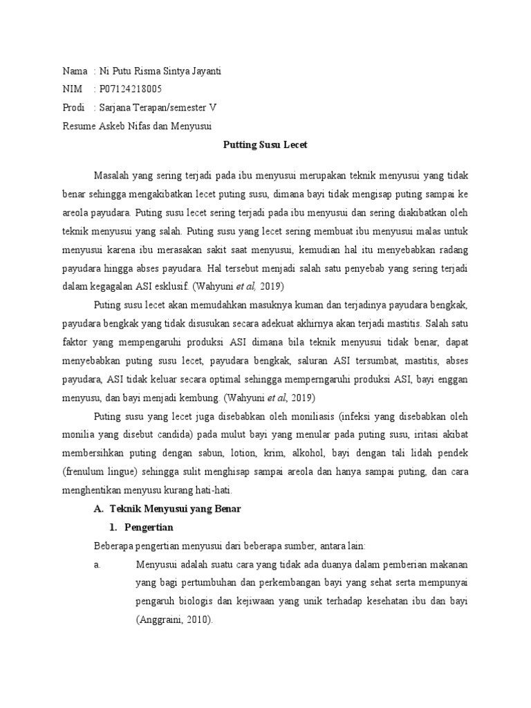 005 - Risma Sintya - Puting Susu Lecet - Askeb Nifas | PDF