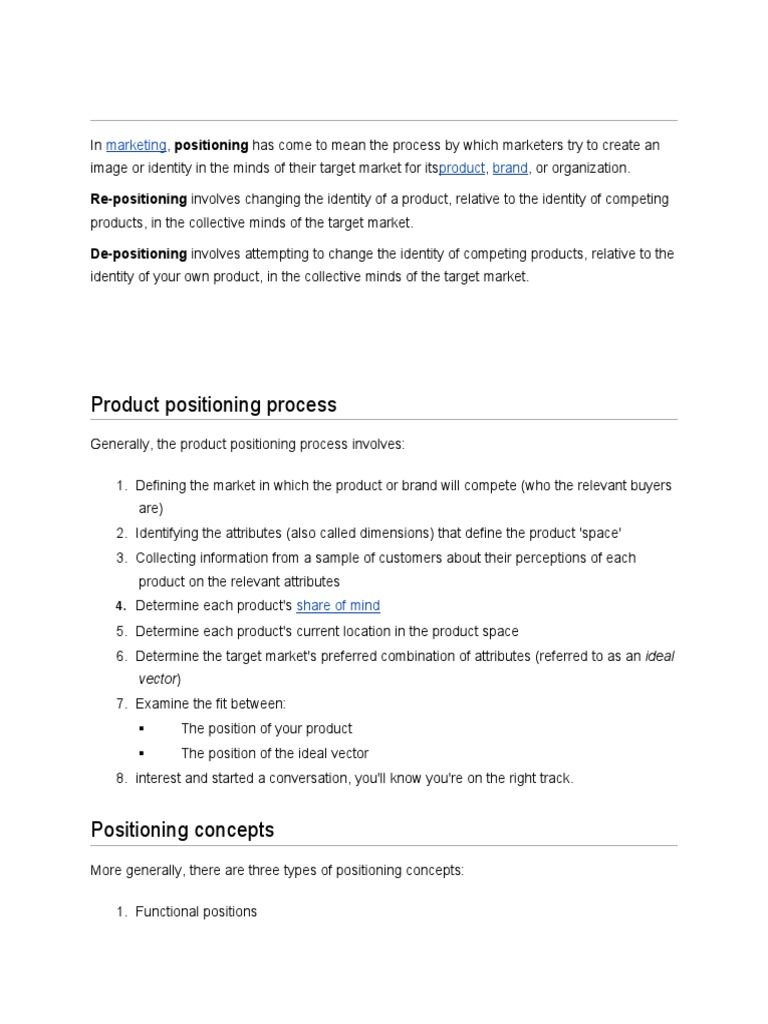 Product Positioning | PDF | Brand | Marketing