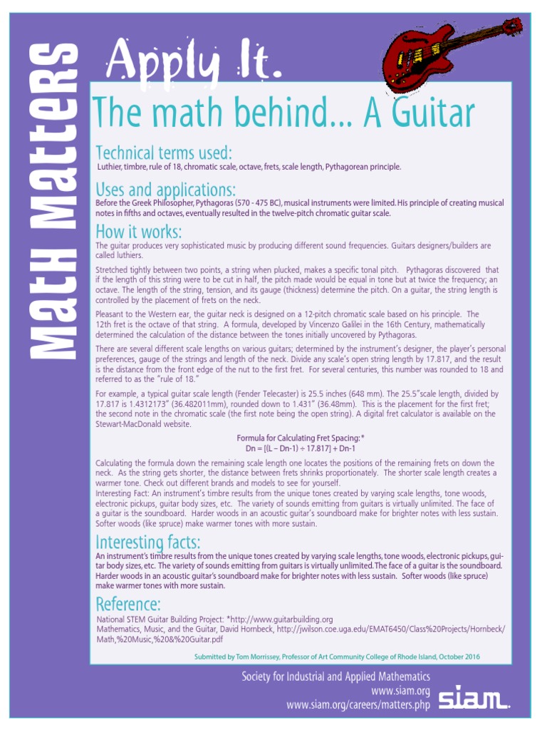 The Math Behind... A Guitar: Apply It | PDF | Guitars | Scale (Music)