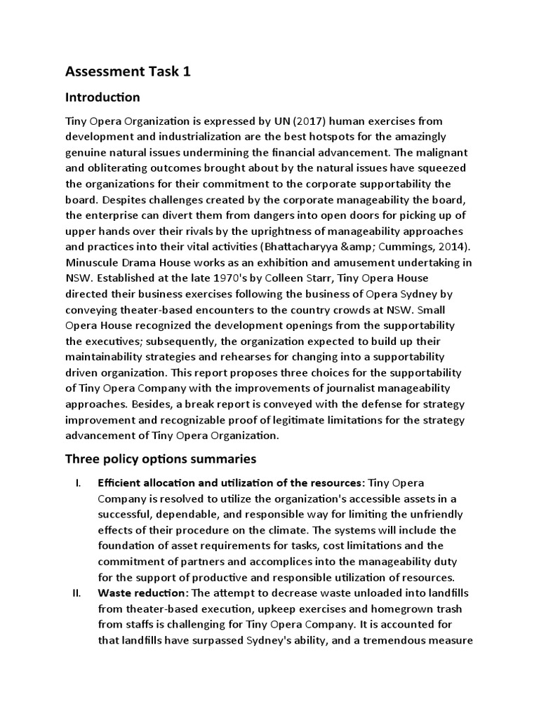 Assessment Task 1 BSBSUS501 | PDF | Risk Management | Sustainability