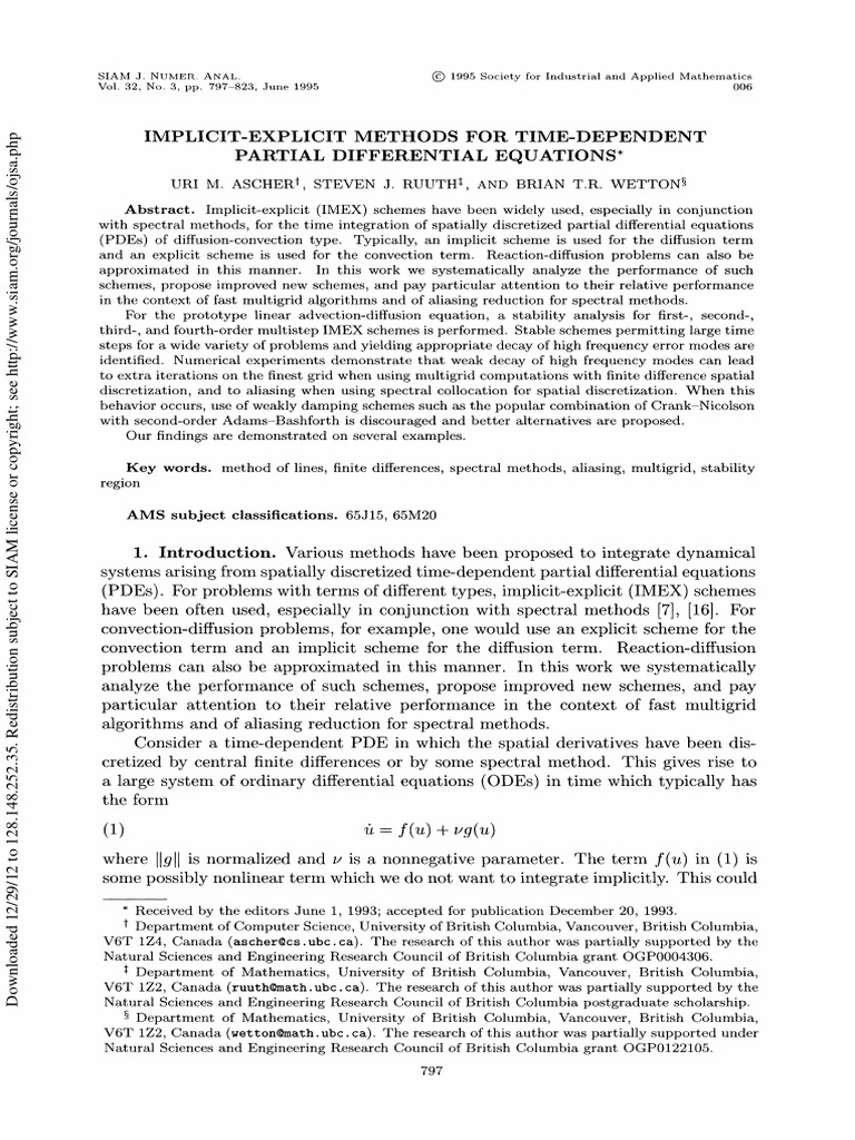 Partial: Implicit-Explicit Methods For Time-Dependent Differential ...