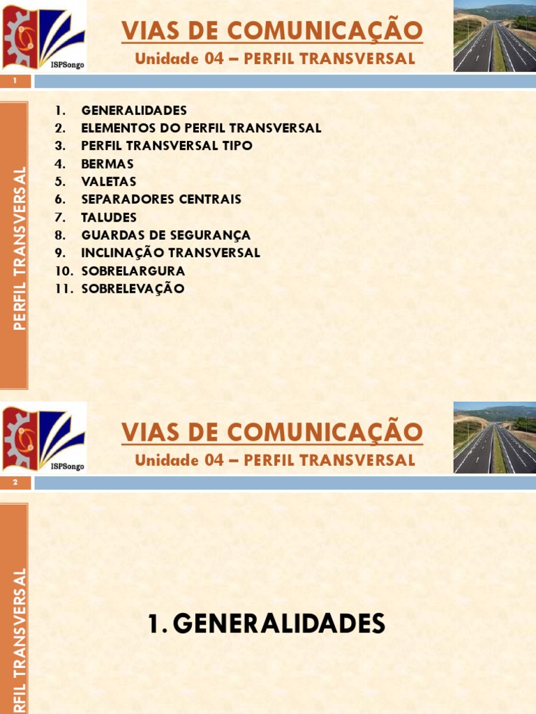 Aula 04 - Perfil Transversal | PDF | Tráfego | Transporte