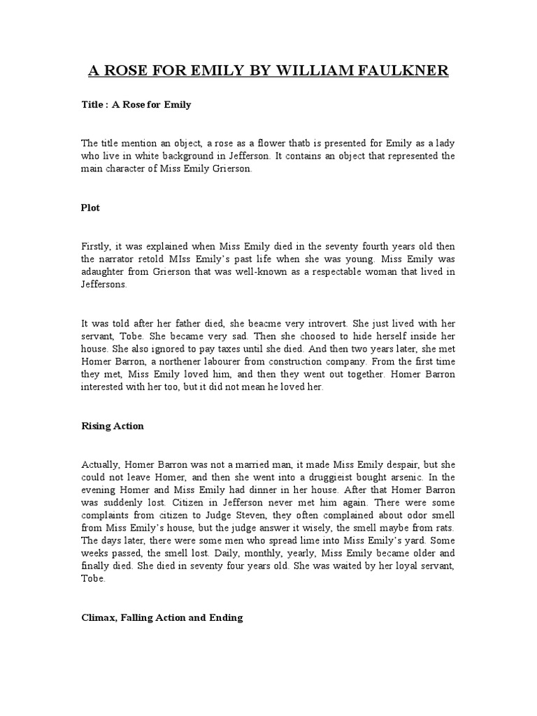 A Rose For Emily by William Faulkner | PDF