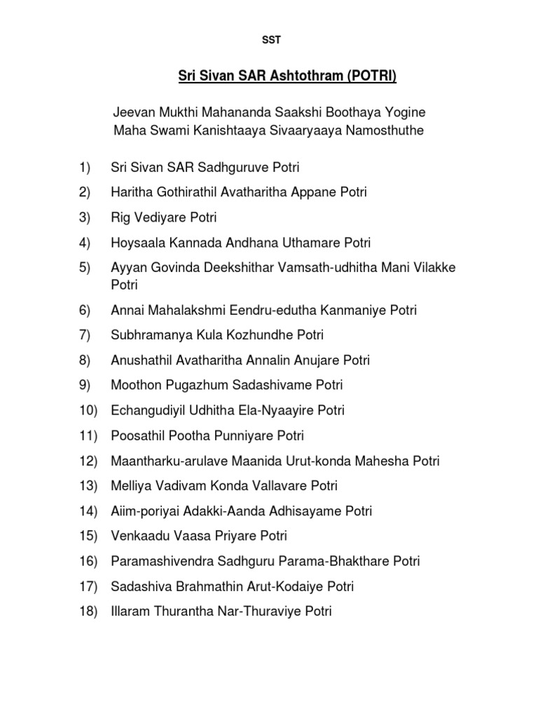 Sri Sivan SAR Ashtothram: A Collection of 108 Titles Honoring a ...