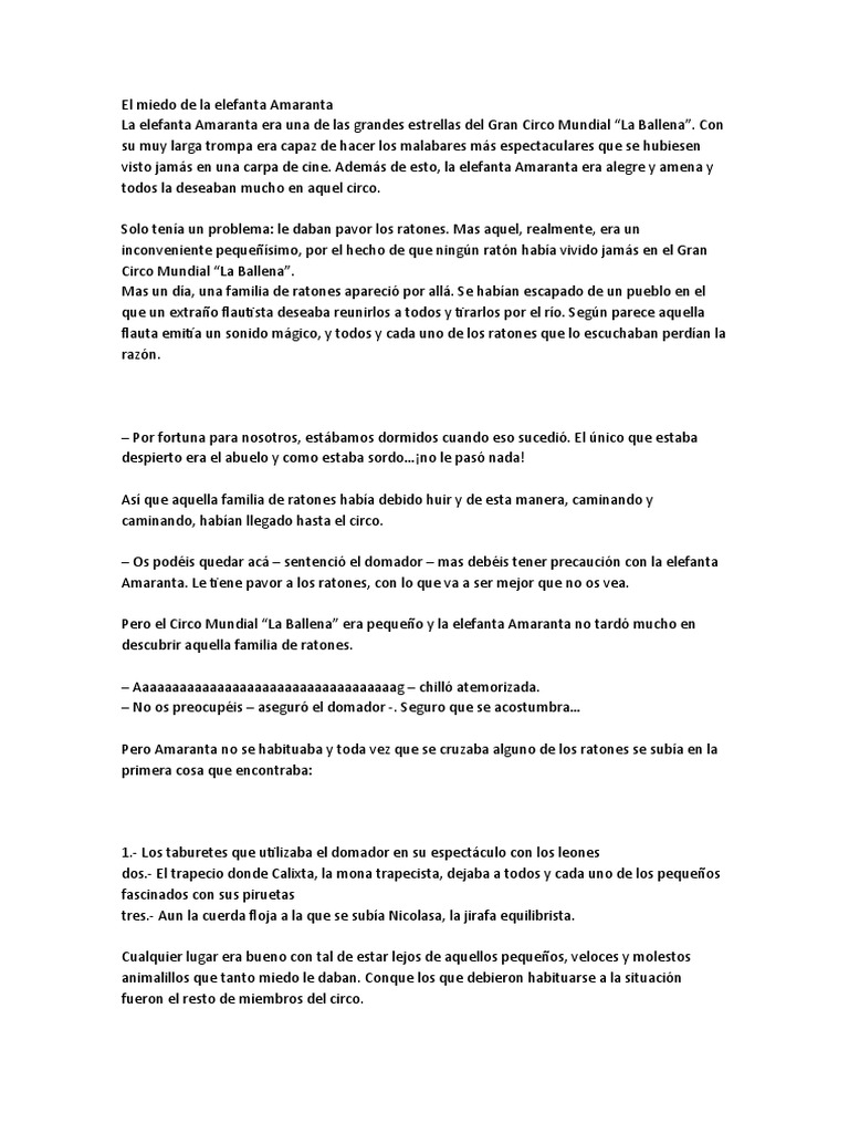 El Miedo de La Elefanta Amaranta | PDF