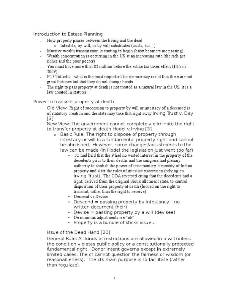 Wills_outline | Will And Testament | Intestacy