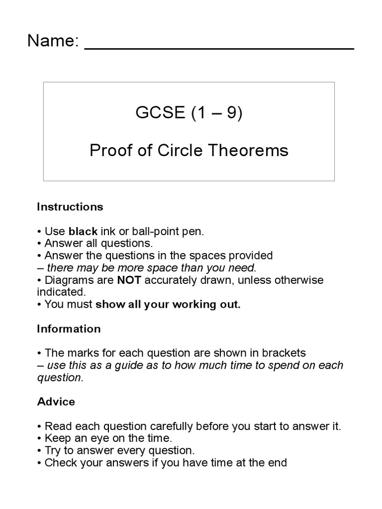 GCSE Circle Theorems Proofs | PDF | Angle | Elementary Geometry