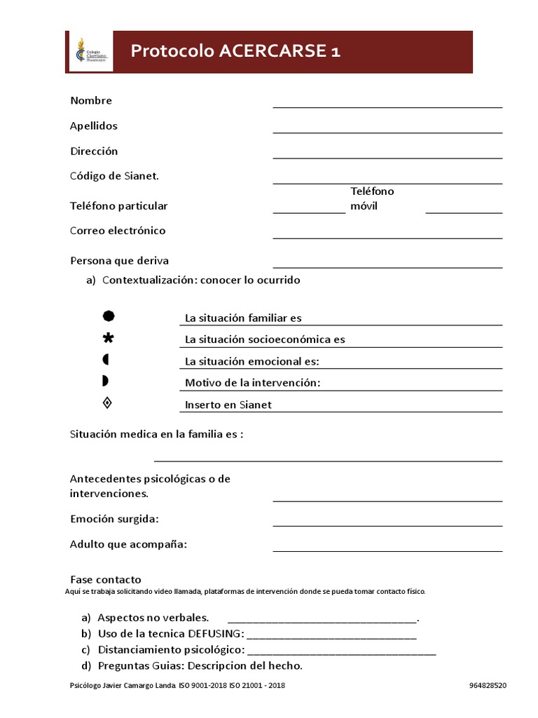 Protocolo ACERCARSE | PDF | Las emociones | Estrés (biología)