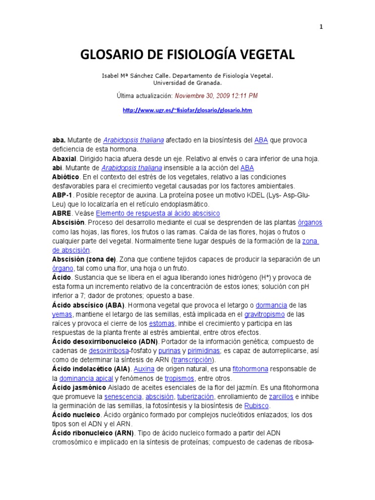 Glosario de Fisiología Vegetal | PDF | Rna | Adn