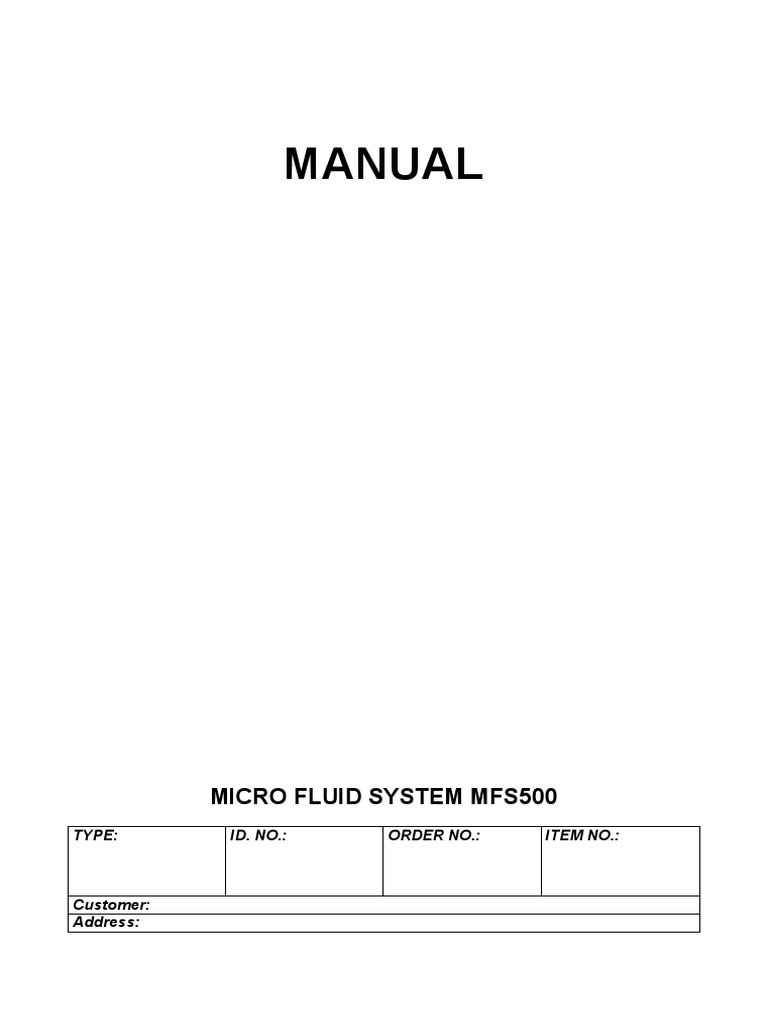 MFS500 Engelsk Manual | PDF | Flow Measurement | Pump
