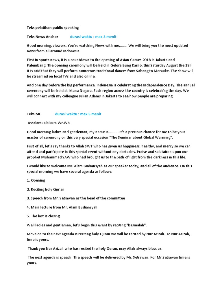 Teks Pelatihan Public Speaking Peserta | PDF | Religion And Belief