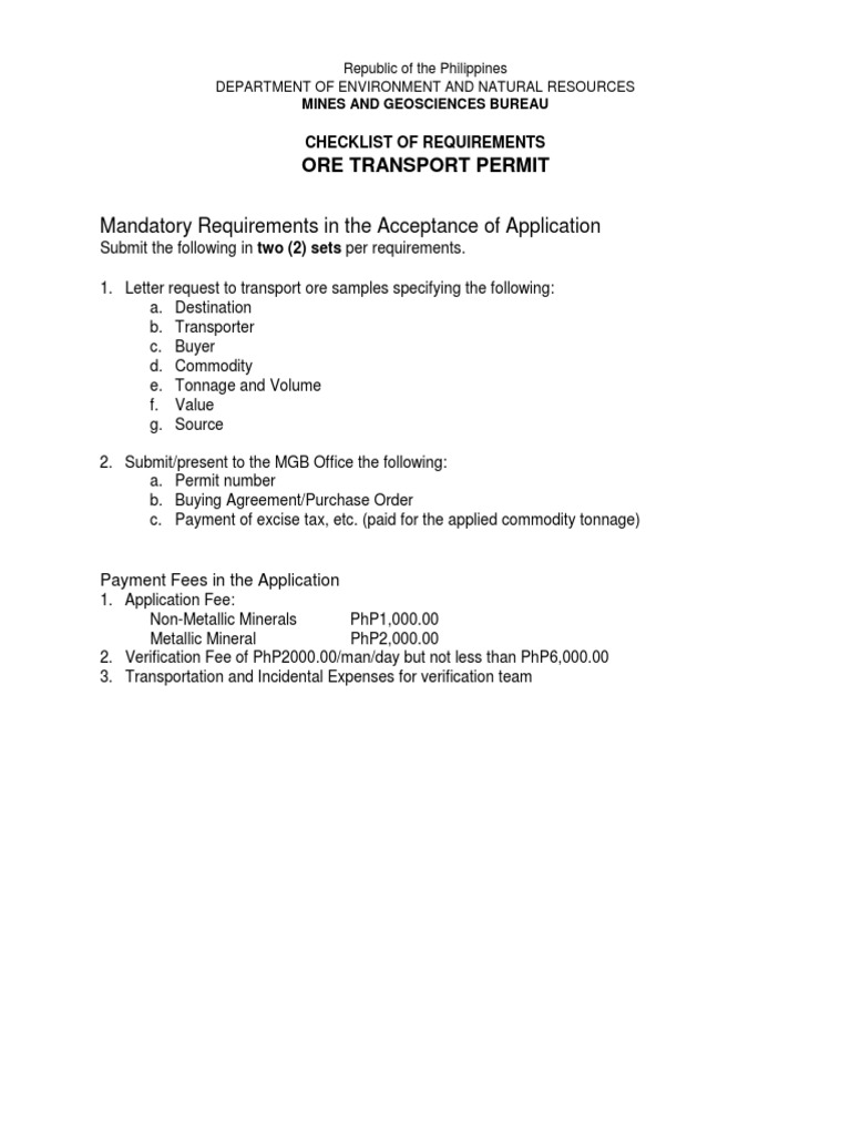 Ore Transport Permit Primer | PDF