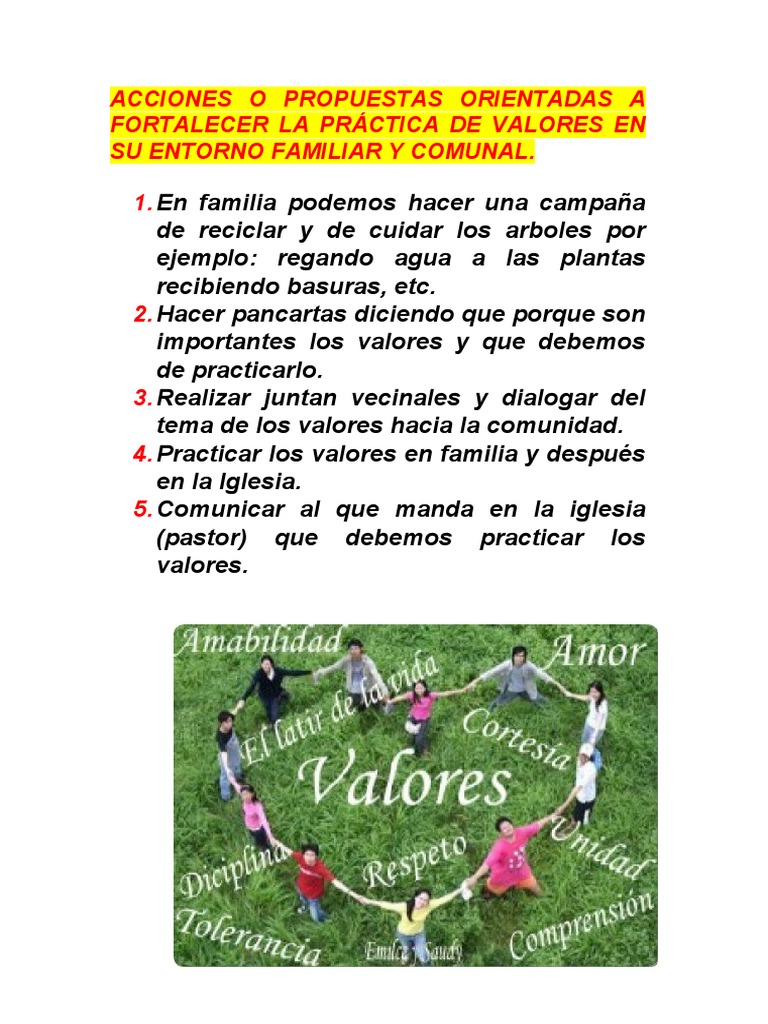 Valores Familiares Ejemplos