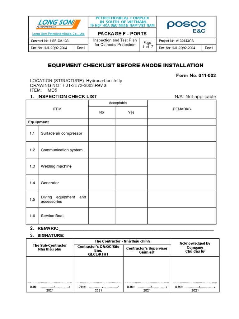 Inspection and Test Plan For Anode MD5 | PDF | Metals | Physical Chemistry