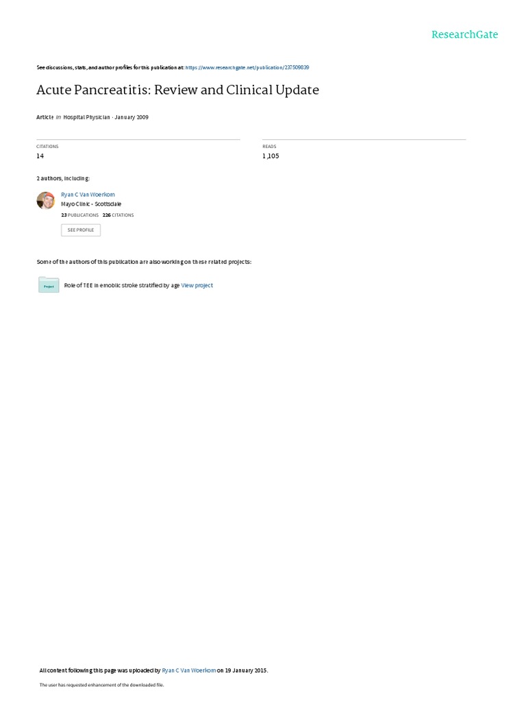 Acute Pancreatitis Review and Clinical Update | PDF | Bile | Magnetic ...