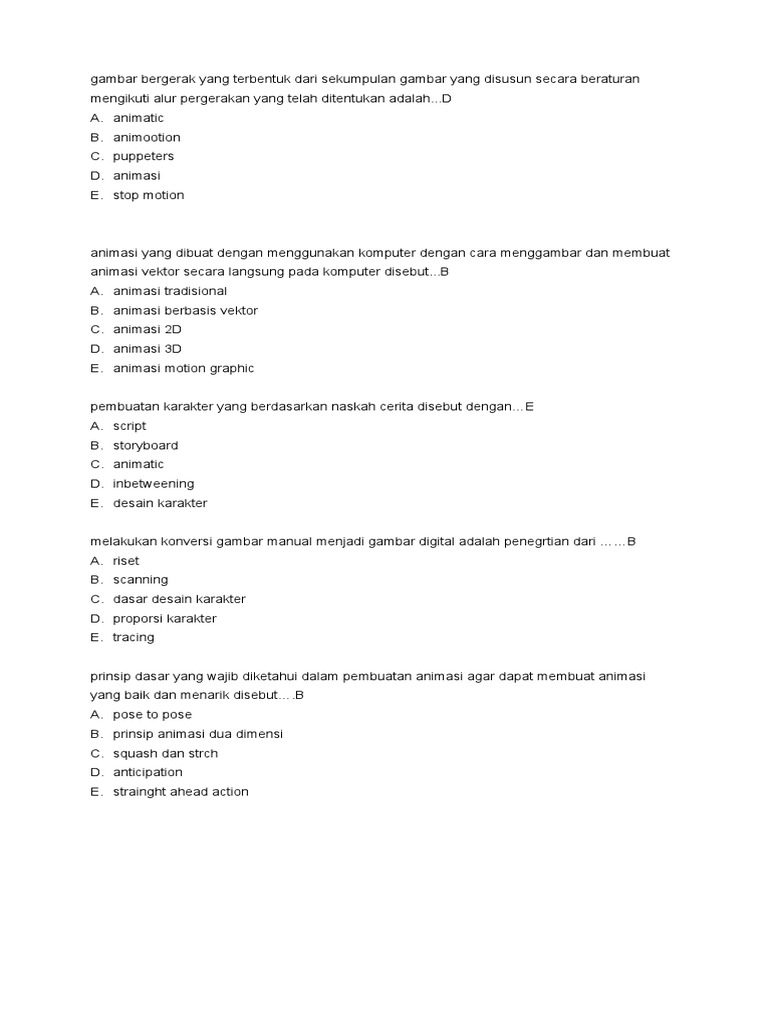 Soal Animasi Edit | PDF | Seni