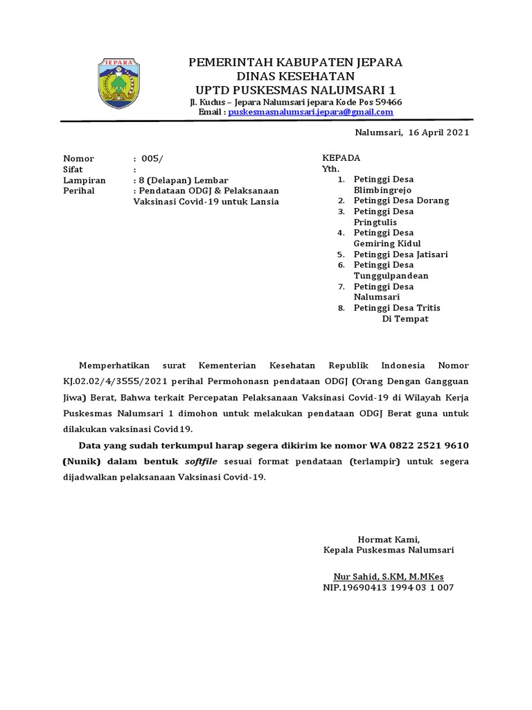 Surat Pendataan Odgj | PDF Surat Pendataan Odgj | PDF