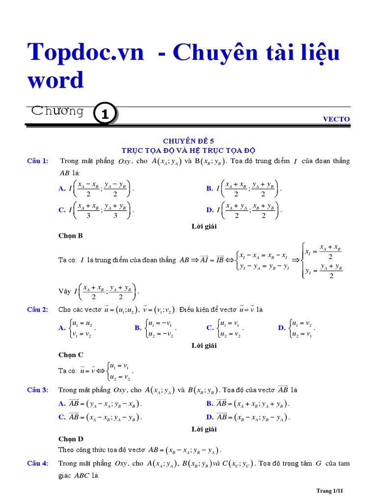 HH - C1 - Truc Toa Do Va He Truc Toa Do | PDF