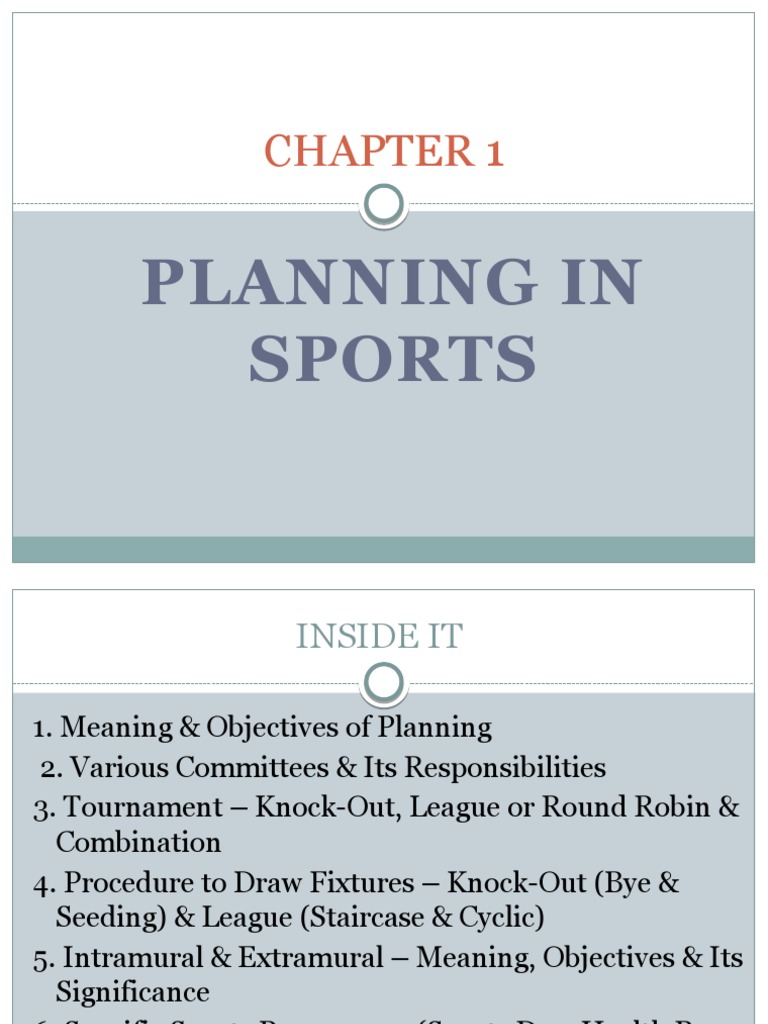 Planning Sports Tournaments Effectively | PDF | Tournament | Sports