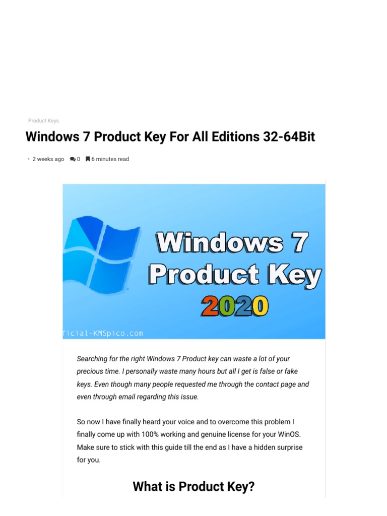 Windows 7 Product Key For All Editions 32-64bit (New 2020) | Download ...
