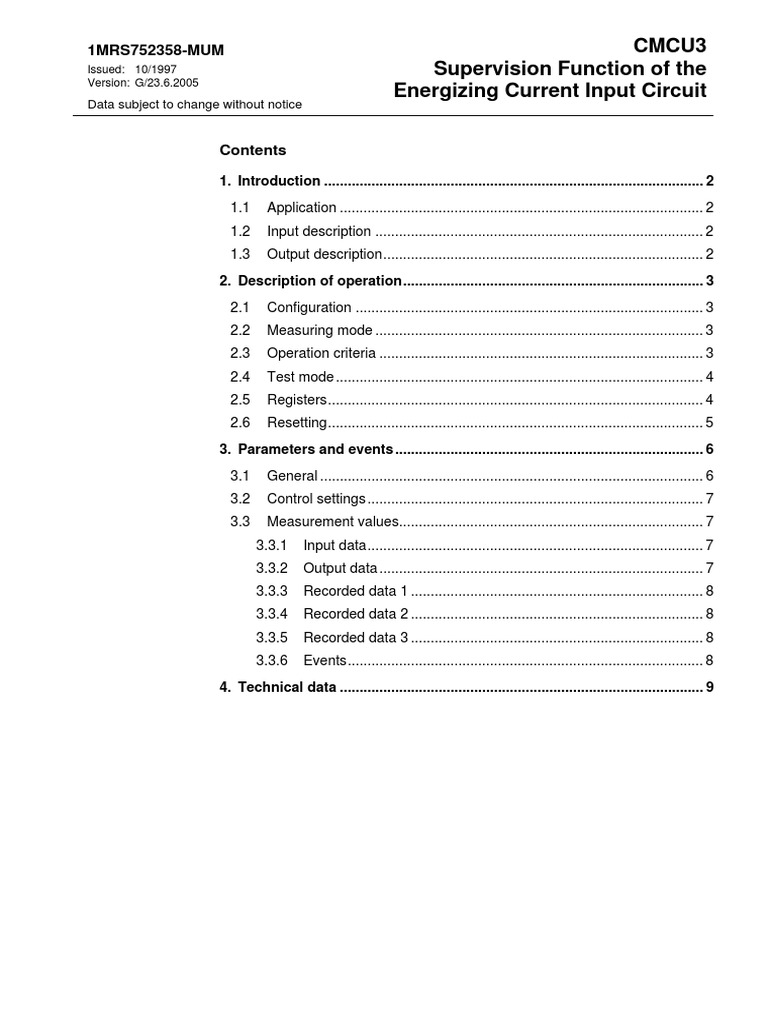 Cmcu3 Supervision Function of The Energizing Current Input Circuit | PDF | Parameter (Computer ...