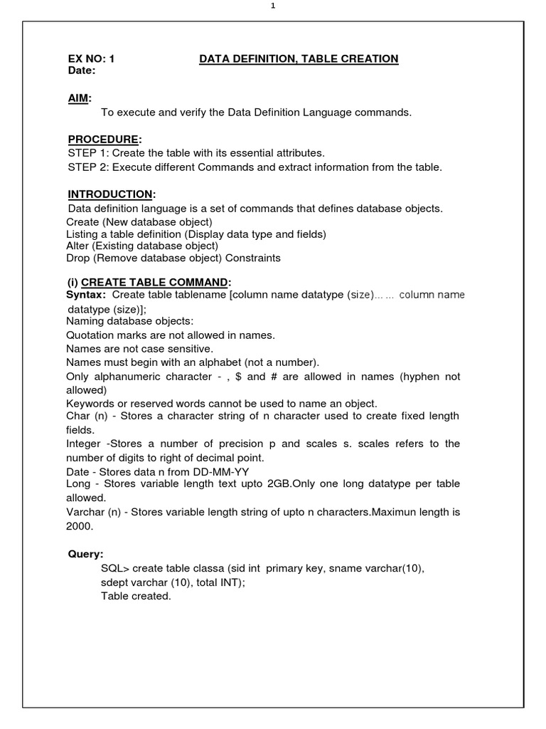 Final Dbms Manual | PDF | Table (Database) | Computer Data Final Dbms Manual | PDF | Table (Database) | Computer Data