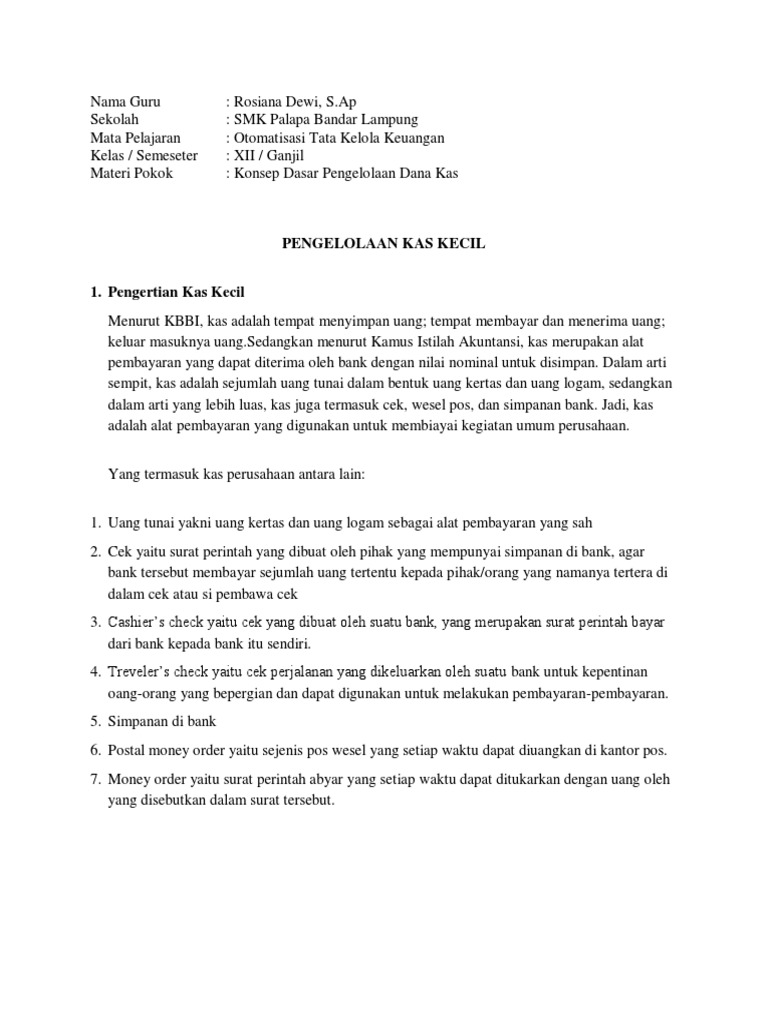 2 Bahan Ajar Kas Kecil | PDF