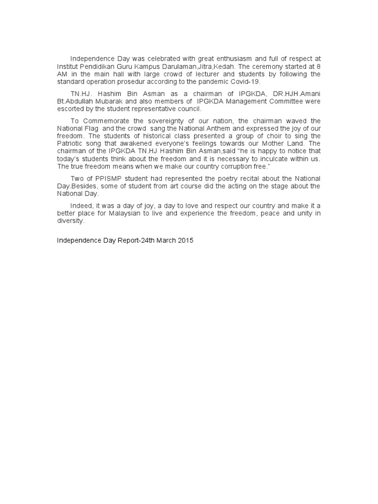 Independence Day Report | PDF